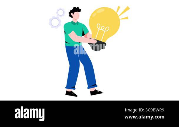 Man Getting Idea 2D Flat Animation Stock Video Footage - Alamy