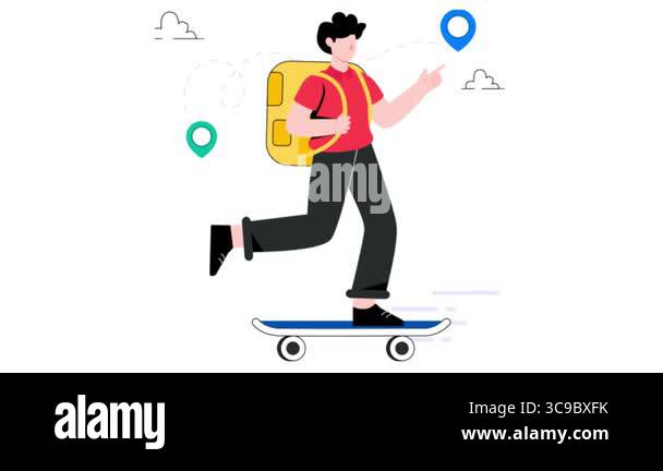 Delivery Boy 2D Flat Animation Stock Video Footage - Alamy