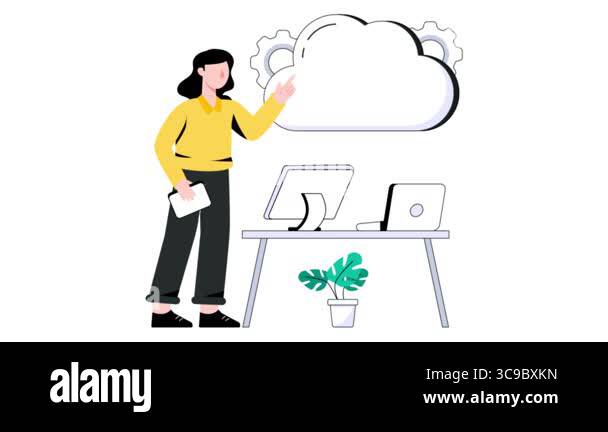 Cloud Lan network 2D Flat Animation Stock Video Footage - Alamy