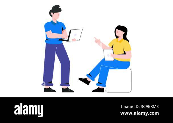 Teamwork 2D Flat Animation Stock Video Footage - Alamy