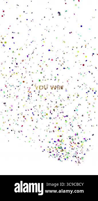 YOU WIN text appears with a rain of random symbols in different colors ...