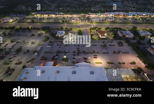 American wide road and strip mall plaza in North Port, Florida ...