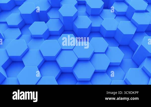 3D Hexagon Surface Animation, Vibrating Blue Geometric Columns Moving ...