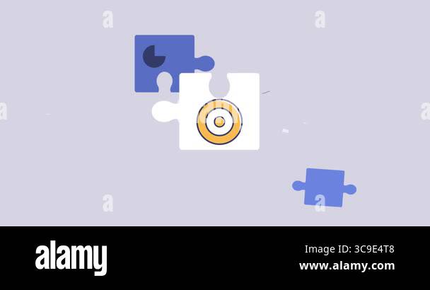 Business elements. Moving banner with puzzle pieces with business goal ...