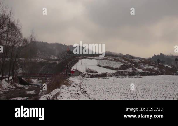 Fields and farmland after snow, fixed shot Stock Video Footage - Alamy
