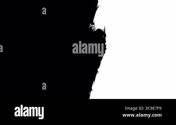 Painting brush grunge wipe transitions. Full screen black ink splash ...