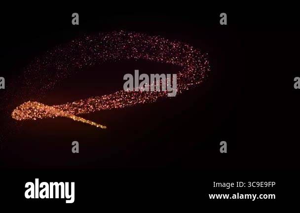 Glowing gold particles along path trails background animation. 4K ...