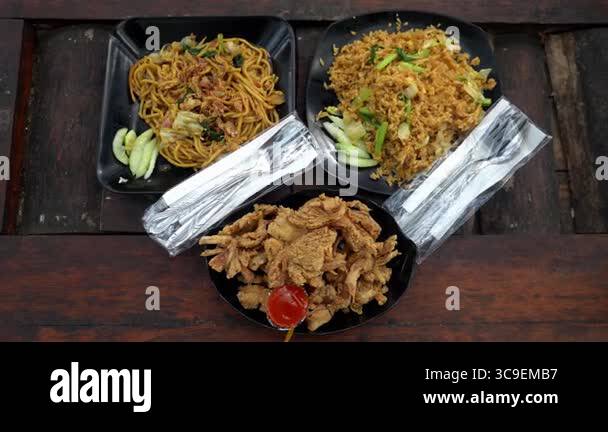 fried rice and noodle soup on vessel Stock Video Footage - Alamy