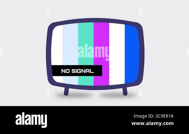 Animated retro television with vertical colored bars and 'NO SIGNAL ...