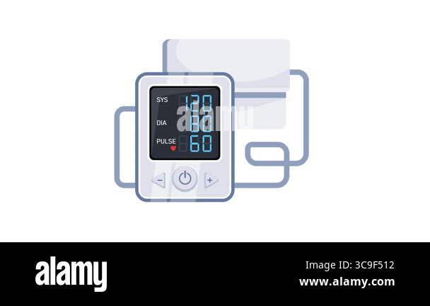 Blood pressure monitor animation showing normal and high blood pressure ...