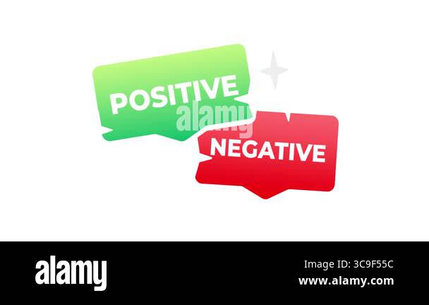 Positive and negative speech bubbles with glittering stars on white and ...