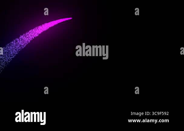 Particles along path trails background animation. Glowing fractal curves and energy wave ...