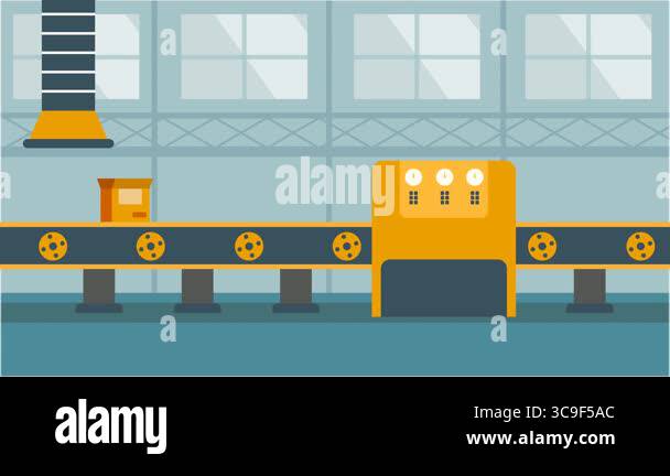 Box Drop and Sorting Process on Conveyor Belt System Animation ...