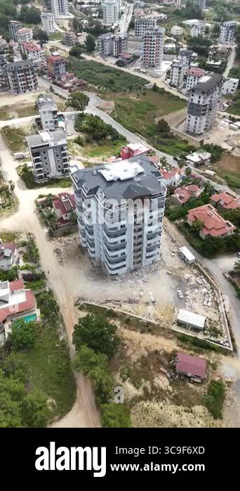 Unfinished concrete building. Tall building construction.Construction ...