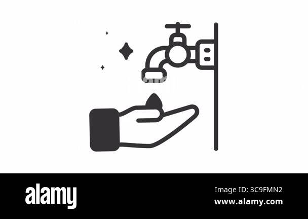 Animated wudhu with hand and faucet sign symbol. Suitable for hajj ...