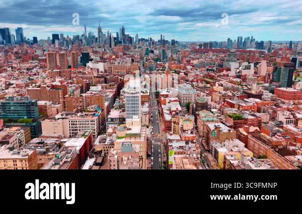 Vast urban landscape of modern New York. Panorama of the city under the ...