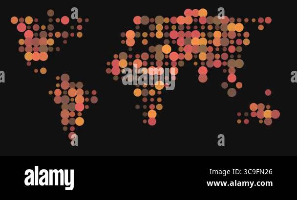Colorful Dotted World Map Breathing Animation Stock Video Footage - Alamy