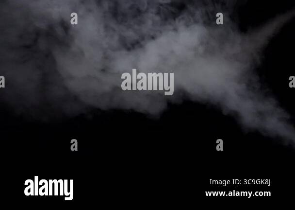 Double white smoke on dark backdrop. Footage for use in cinematic ...