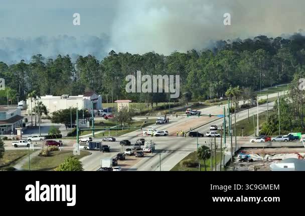 Wildfire burning severely during dry winter season in North Port city ...