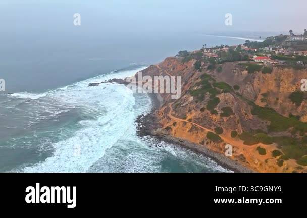 Aerial shot of Flat Point Beach and Flat Point Rock, Palos Verdes ...