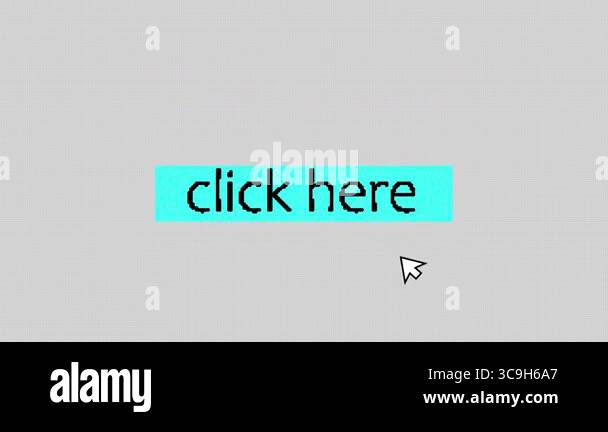 Animated click here button interaction on white screen for website ui, app tutorials, and user ...