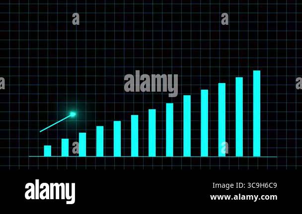 Business analytic animation with growth chart and economic bar chart ...