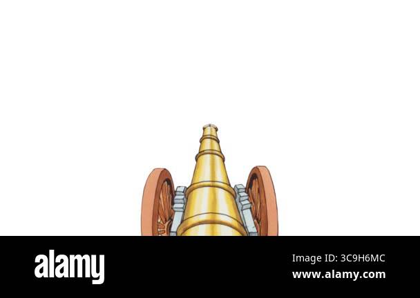 Cartoon cannon fire animated drawingsover white background Stock Video ...