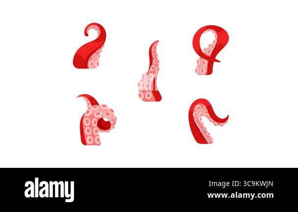 Cartoon animation of octopus tentacles moving, isolated on white and ...