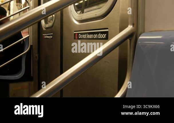 New York City subway train, inside metropolitan wagon. United States ...