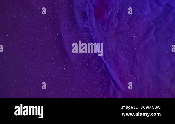 Shimmering fluid. Colorful stream. Violet blue liquid ink mix cloud ...
