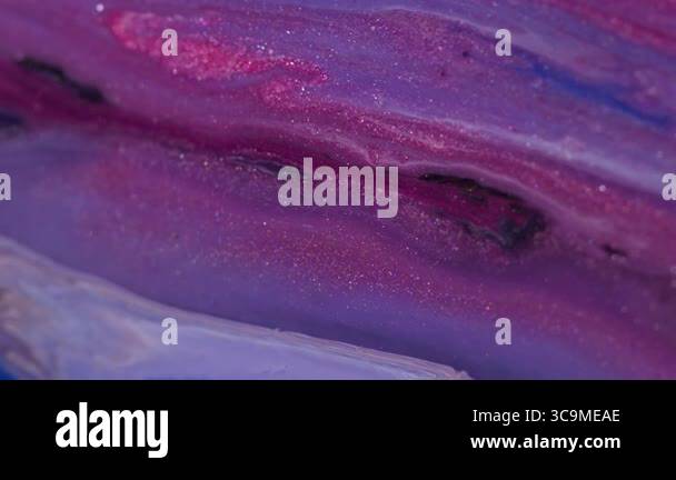 Smudge leak. Sparkling ink. Defocused pink violet purple color shiny ...
