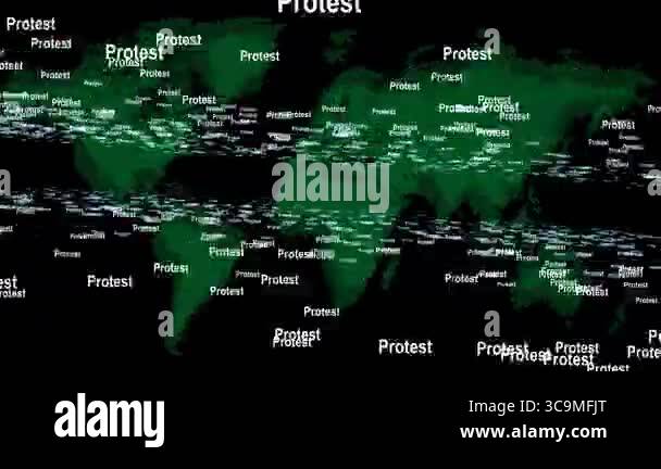 Protest Distribution Across a Stylized Global Map Design Stock Video ...