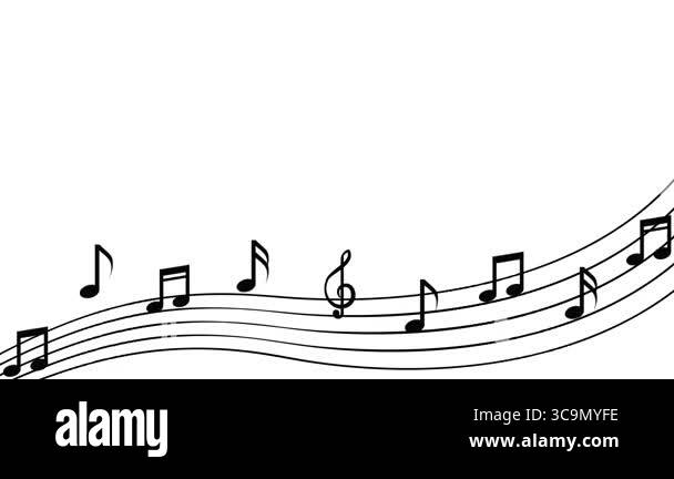 animated music note icon jumping with lines on white horizontal screen ...