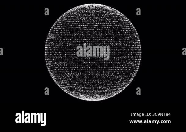 Abstract spinning sphere. Rotating sphere HUD element. Plexus style ...