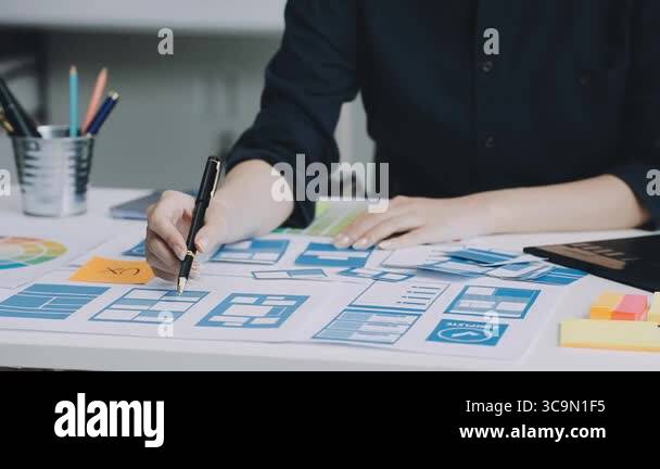designer drawing graphics graphics on the screen Stock Video Footage ...