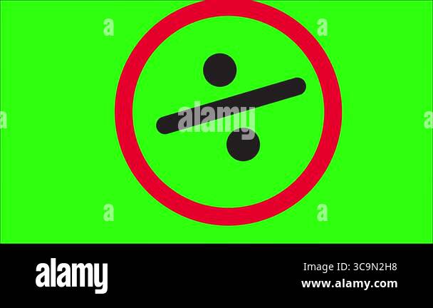 Division Symbol in Red Prohibition Circle Animated with Transparent ...
