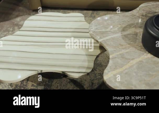Elegant marble coffee tables with unique designs and textures are ...