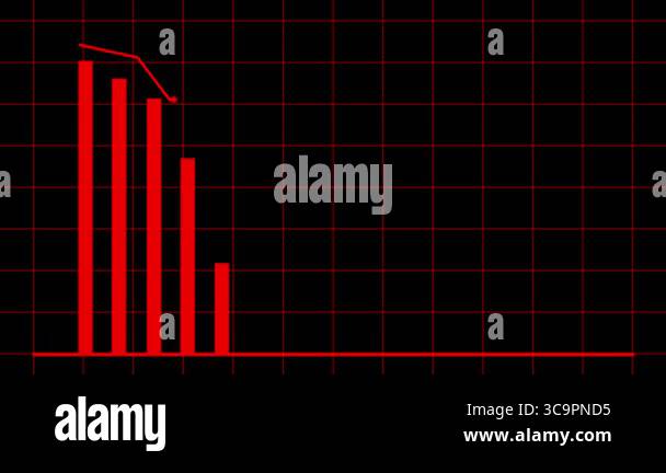 Animated falling chart with downward arrow showing financial crisis and ...