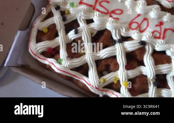 Hirtshals, Denmark A display of birthday cakes including chocolate and ...