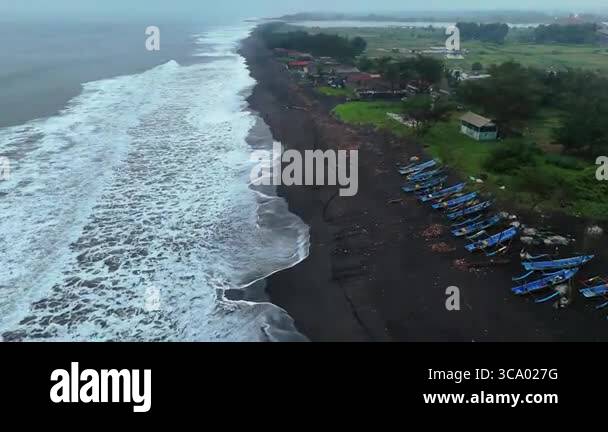 Bantul, Indonesia - April 10, 2025: Aerial view drone shot of beautiful ...