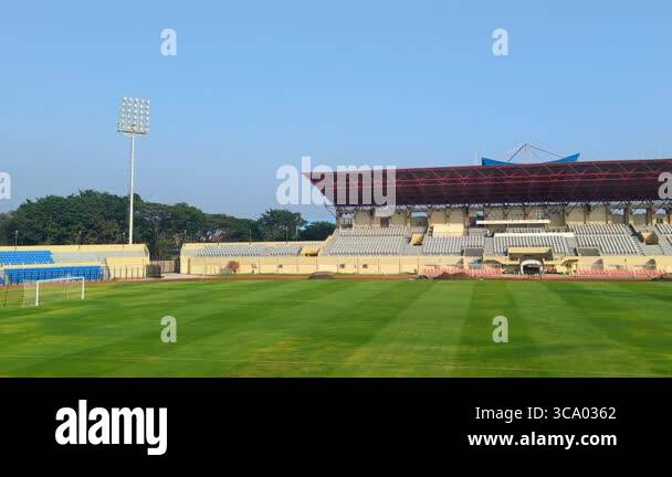 empty football stadium with blank space for text, sports stadium with ...