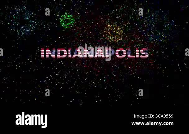 Big text with the word INDIANAPOLIS with Font made with many US FLAGS ...