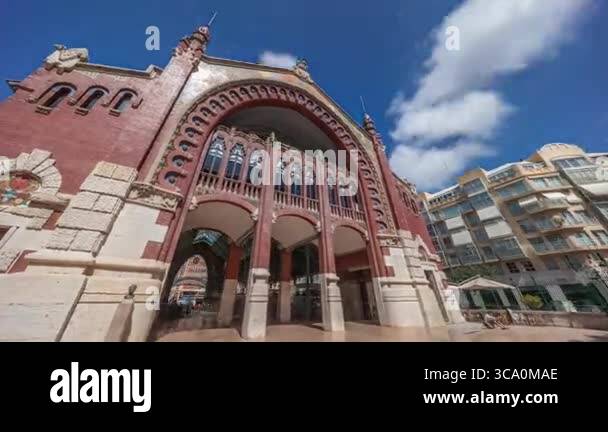Mercado de Colon facade timelapse hyperlapse in Valencia, Spain ...