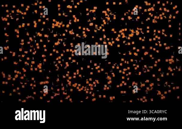 animation of orange pixels flying on a black horizontal screen Stock ...