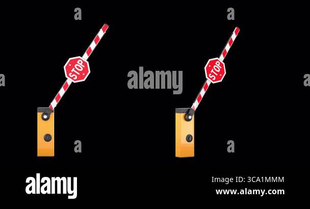 Barrier gate animation with stop sign, rising and lowering, animation ...