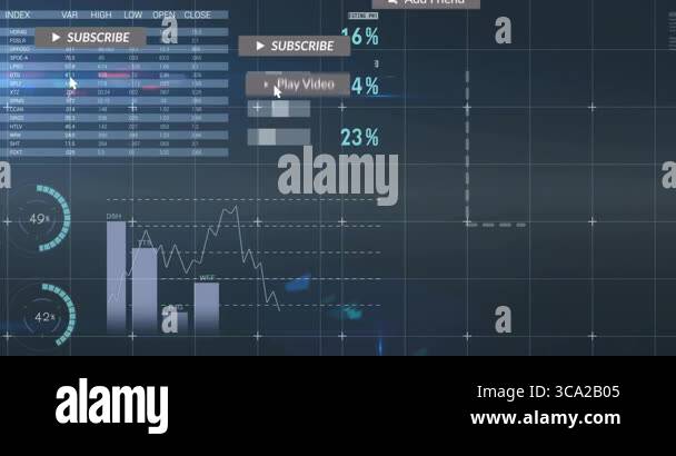 Flat design digital analytics dashboard displaying pie charts, world map, bar graphs over dark ...