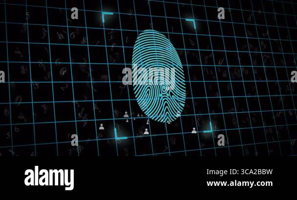 Glow starting fingerprint on grid, scanning beam sweeping ridges ...