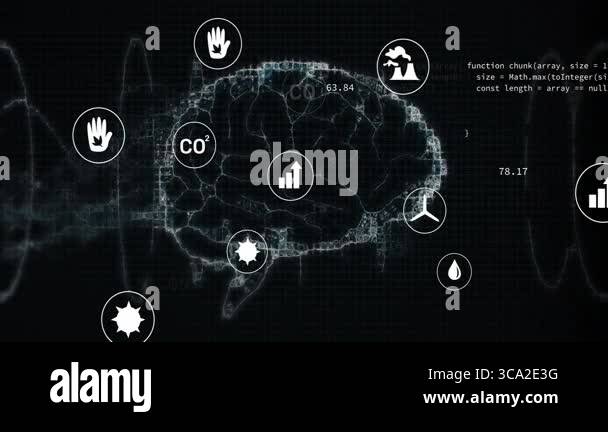 Fragmented brain network floating in grid interface, showing ...