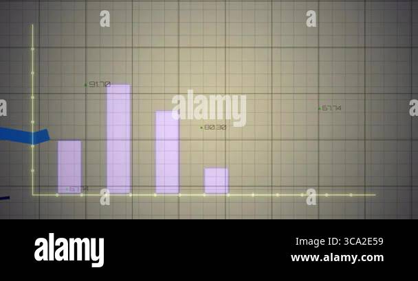 Flat design chart showing violet bars rising from yellow baseline with ...
