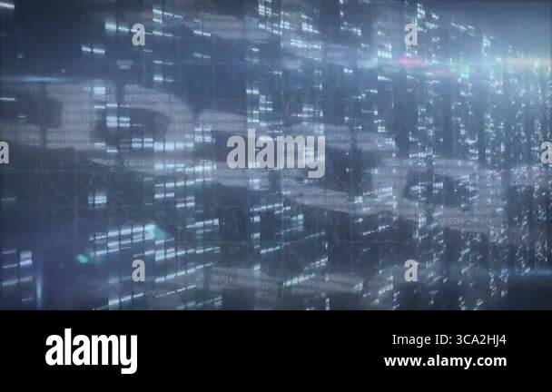 Abstract data grid visualization floating in 3D render, showing glowing ...